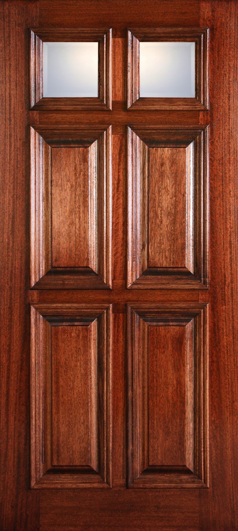 6′ 8″ Mahogany 6 Panel with Clear Bevel Top Panels Wood Door – Primo ...