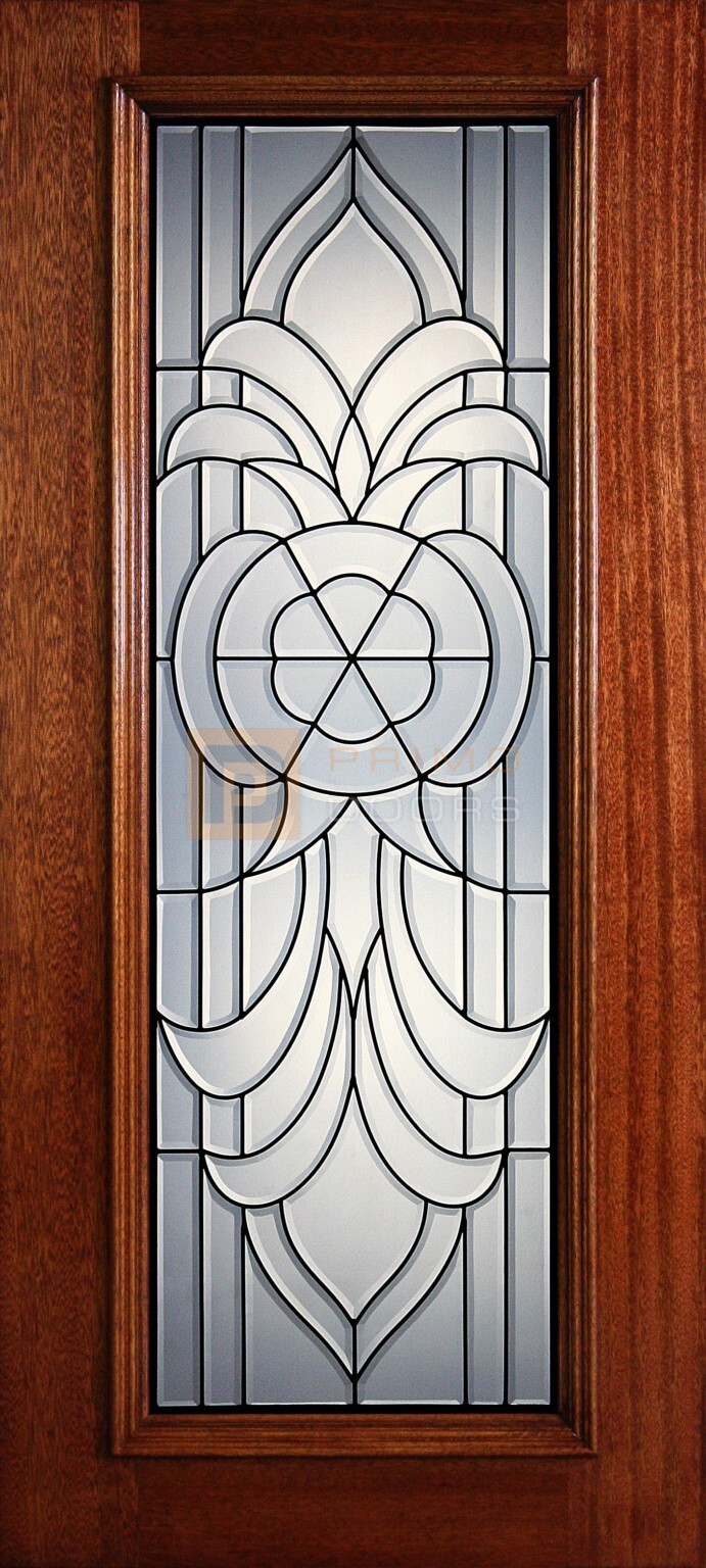 6′ 8″ Full Lite Princeton Mahogany Wood Front Door with Iron Grill ...
