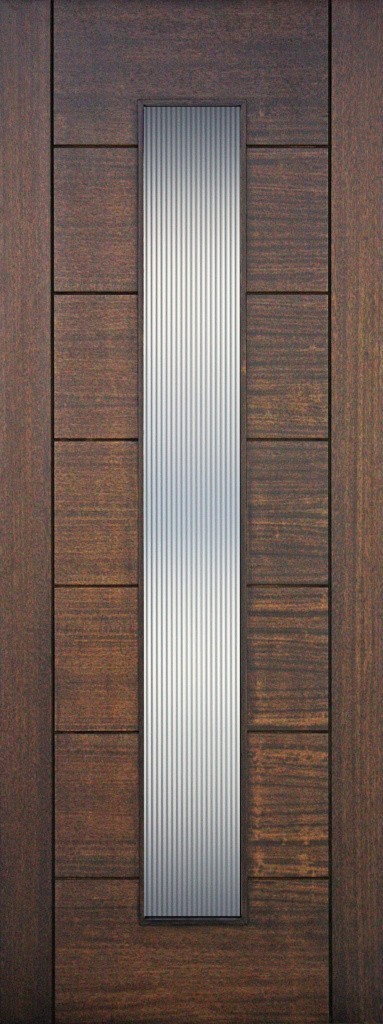 8′ Mahogany 1 Lite Vertical Reeded Solid Wood Barn Door – Primo Doors ...