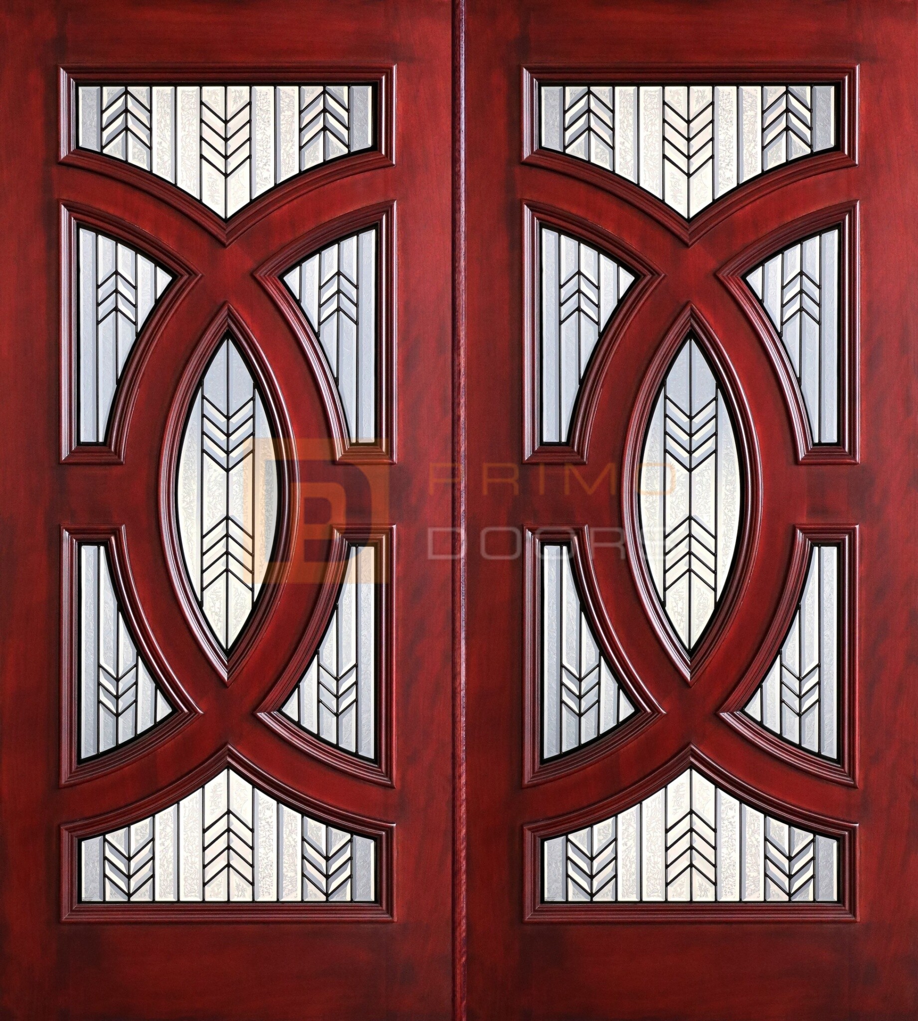 6′ 8″ Full Light Mahogany Wood Double Doors with Glass – PD8025-24 CB ...