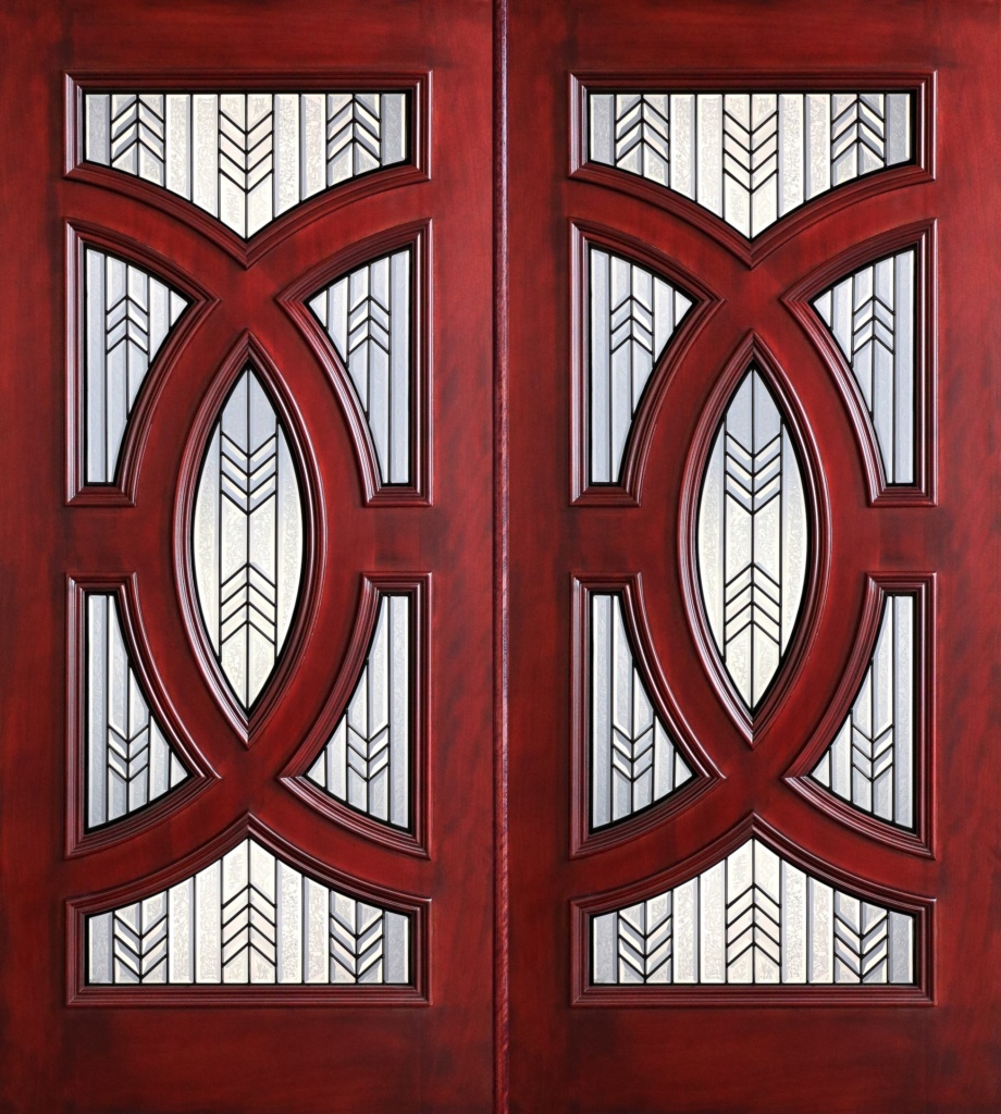 6′ 8″ Full Light Mahogany Wood Double Doors with Glass – PD8025-24 CB ...